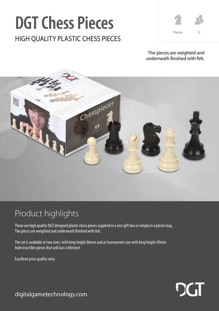 DGT Weighted Plastic Chess Pieces 95mm in Gift Box – Puzzles and Games